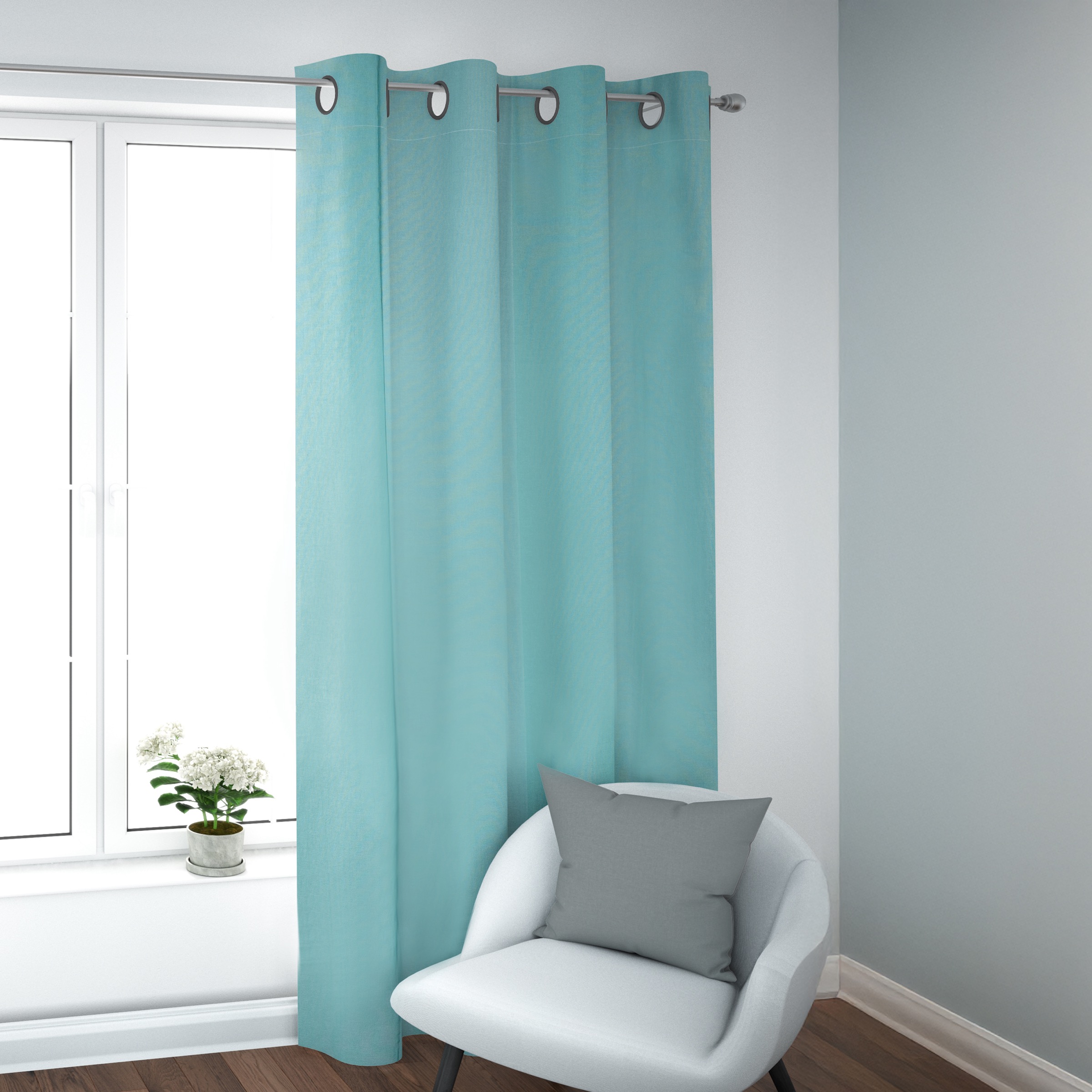 ΚΟΥΡΤΙΝΑ SOLID AQUA 140X260 ΜΕ ΤΡΟΥΚΣ
